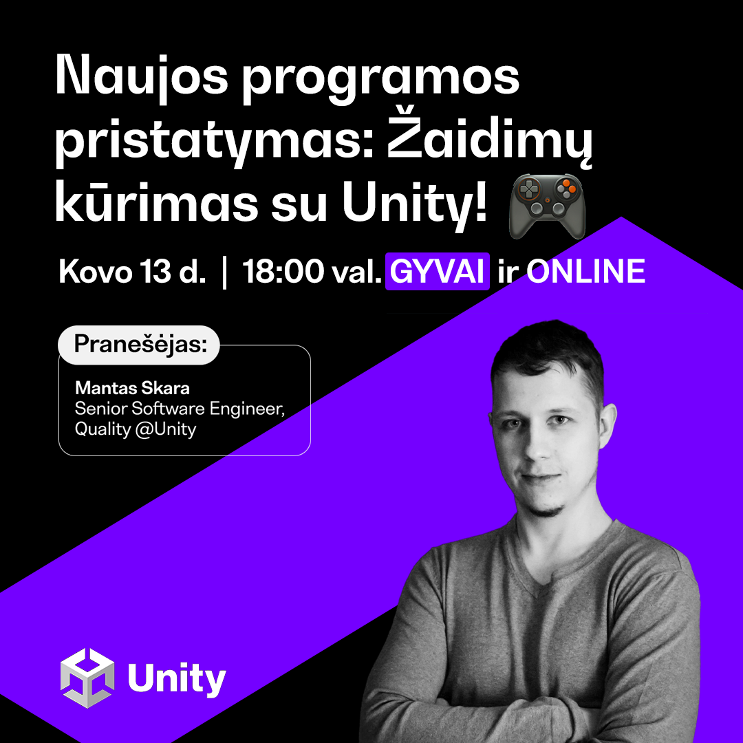 Naujos programos pristatymas: Žaidimų kūrimas su Unity! | Programuok Savo Ateitį